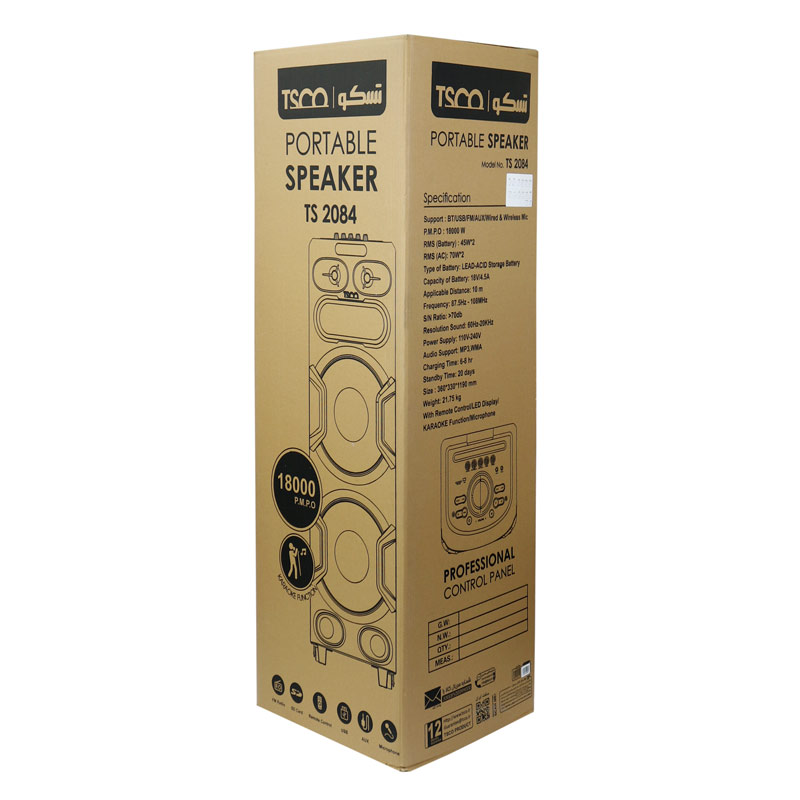 اسپیکر ایستاده بی سیم و قابل حمل تسکو مدل TS 2084 به همراه میکروفون