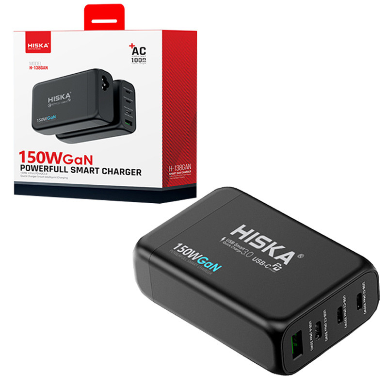 شارژر دیواری 100 وات هیسکا مدل H-138GAN GAN QC3.0 PD3.0 5A